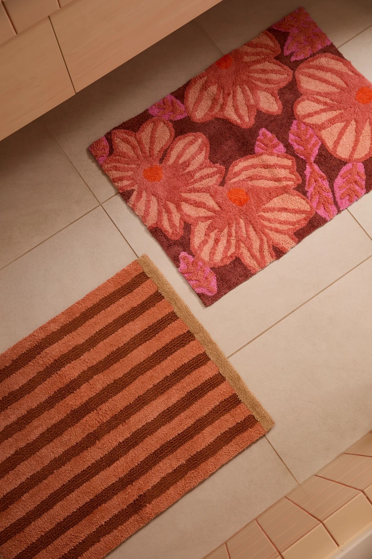 Stripe Reversible Terracotta Bath Mat