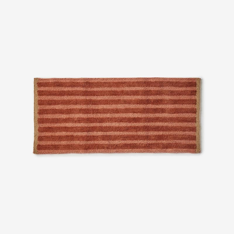 Bonnie & Neil Stripe Reversible Terracotta Long Bath Mat